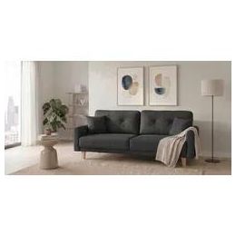 3-Sitzer Home Affaire "TRIPLO optionale Schlafsofa mit Bettkasten, Ma&szlig;e B/T/H: 215/100/89 cm", grau (graphit), B:215cm H:89cm T:100cm, Luxus-Microfaser weich (92% Polyester, 8% Nylon);Filzoptik ( 100% Polyester);Luxus-Microfaser Vintageoptik (100% Polyester), Sofas, Wahlweise Bettfunktion - Liegefl&auml;che 145x191 cm, R&uuml;cken-, Zierkissen
