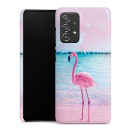 DeinDesign Galaxy A52s 5G Handy Premium Case Smartphone Handyh&uuml;lle Schutzh&uuml;lle gl&auml;nzend Tropical Beach Flamingo Premium Case