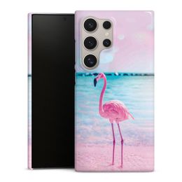 DeinDesign Galaxy S24 Ultra Handy Premium Case Smartphone Handyh&uuml;lle Schutzh&uuml;lle gl&auml;nzend Beach Tropical Flamingo Premium Case