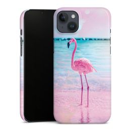 DeinDesign iPhone 14 Plus Handy Premium Case Smartphone Handyh&uuml;lle Schutzh&uuml;lle gl&auml;nzend Beach Tropical Flamingo Premium Case