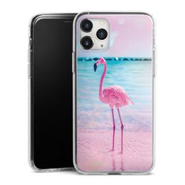 DeinDesign iPhone 11 Pro Max Handy Silikon H&uuml;lle Case transparent Handyh&uuml;lle Beach Tropical Flamingo Silikon Case