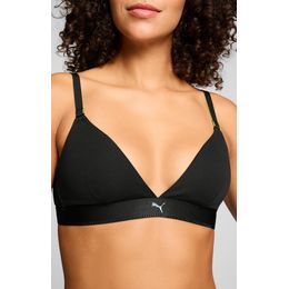 B&uuml;gelloser BH Puma "Puma WOMEN COTTON TRIANGLE BRALETTE", Damen, Gr. M, N-Gr, schwarz, Single Jersey, Obermaterial: 88% Baumwolle, 12% Elasthan, BHs B&uuml;gelloser BH, herausnehmbare gepolsterte Cups f&uuml;r anpassungsf&auml;higen Look