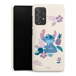 DeinDesign Galaxy A52s 5G Handy Premium Case Smartphone Handyh&uuml;lle Schutzh&uuml;lle gl&auml;nzend Flowers Lilo & Stitch Official Licensed Product Premium Case