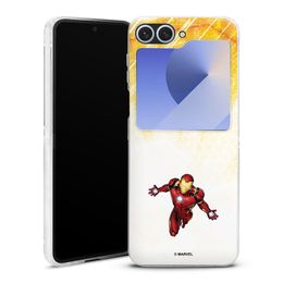 DeinDesign Galaxy Z Flip 7 FE Handy Hard Case Schutzh&uuml;lle transparent Smartphone Handy H&uuml;lle Fire Iron Man Marvel Hard Case