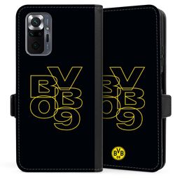 DeinDesign Xiaomi Redmi Note 10 Pro Handy Klapph&uuml;lle Handyh&uuml;lle aus Kunst Leder schwarz Flip Case Bvb Lettering Official Licensed Product Sideflip mit langer 