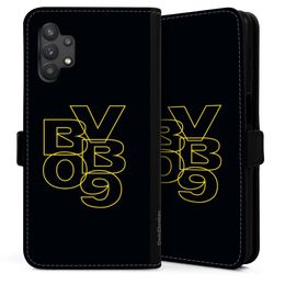 DeinDesign Galaxy A32 5G Handy Klapph&uuml;lle Handyh&uuml;lle aus Kunst Leder schwarz Flip Case Bvb Lettering Official Licensed Product Sideflip mit langer Lasche