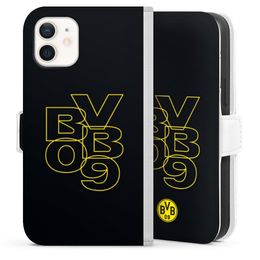 DeinDesign iPhone 12 mini Handy Klapph&uuml;lle Handyh&uuml;lle aus Kunst Leder wei&szlig; Flip Case Bvb Lettering Official Licensed Product Sideflip mit Lasche