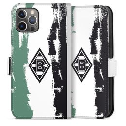 DeinDesign iPhone 12 Pro Handy Klapph&uuml;lle Handyh&uuml;lle aus Kunst Leder wei&szlig; Flip Case Borussia M&ouml;nchengladbach Official Licensed Product Coat Of Arms Sideflip mit 