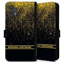 DeinDesign Galaxy A32 5G Handy Klapph&uuml;lle Handyh&uuml;lle aus Kunst Leder schwarz Flip Case Ombre Borussia Dortmund Bvb Sideflip mit langer Lasche
