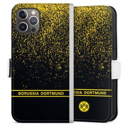 DeinDesign iPhone 12 Pro Handy Klapph&uuml;lle Handyh&uuml;lle aus Kunst Leder wei&szlig; Flip Case Ombre Borussia Dortmund Bvb Sideflip mit Lasche