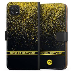DeinDesign Galaxy A22 5G Handy Klapph&uuml;lle Handyh&uuml;lle aus Kunst Leder schwarz Flip Case Bvb Borussia Dortmund Ombre Sideflip mit langer Lasche