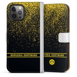 DeinDesign iPhone 12 Pro Max Handy Klapph&uuml;lle Handyh&uuml;lle aus Kunst Leder wei&szlig; Flip Case Ombre Borussia Dortmund Bvb Sideflip mit Lasche