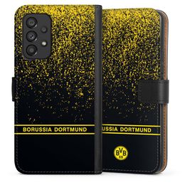 DeinDesign Galaxy A53 5G Handy Klapph&uuml;lle Handyh&uuml;lle aus Kunst Leder schwarz Flip Case Bvb Borussia Dortmund Ombre Sideflip mit langer Lasche