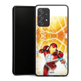 DeinDesign Galaxy A52s 5G Handy Premium Silikon H&uuml;lle Handyh&uuml;lle schwarz Case Marvel Iron Man Fire Silikon Premium Case