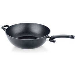 Fissler Wokpfanne Adamant&reg;, Schwarz, Metall, 6 L, rund, 12.5 cm, besonders hoher Rand, antihaftbeschichtet, Kochen, Pfannen, Woks