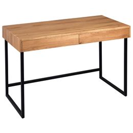 Livetastic Konsolentisch Schreibtisch, Schwarz, Wildeiche, Holz, Metall, Wildeiche, massiv, 2 Schublade(n) Schubladen, 60x75x120 cm, Holzm&ouml;bel, Holztische, Konsolentische Holz
