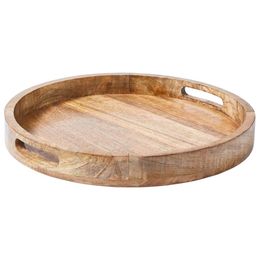 Ambia Home Serviertablett, Braun, Holz, Mangoholz, Hartholz, rund, 4.75 cm, Lfgb, Handmade in India, handgemacht, lebensmittelecht, Tischkultur & Servieren, Tabletts