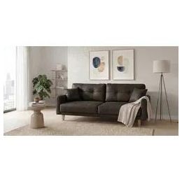 3-Sitzer Home Affaire "TRIPLO optionale Schlafsofa mit Bettkasten, Ma&szlig;e B/T/H: 215/100/89 cm", grau (anthrazit), B:215cm H:89cm T:100cm, Luxus-Microfaser weich (92% Polyester, 8% Nylon);Filzoptik ( 100% Polyester);Luxus-Microfaser Vintageoptik (100% Polyester), Sofas, Wahlweise Bettfunktion - Liegefl&auml;che 145x191 cm, R&uuml;cken-, Zierkissen
