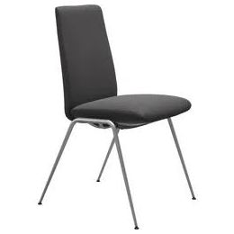 Polsterstuhl stressless "Laurel", grau (rock paloma, chrom matt), B:57cm H:92cm T:59cm, Leder PALOMA: PALOMA ist ein durchgef&auml;rbtes Semianilin-M&ouml;belleder mit nat&uuml;rlicher Narbung., St&uuml;hle, Polsterstuhl, Low Back, Gr&ouml;&szlig;e M, mit Beinen aus Stahl in Chrom matt