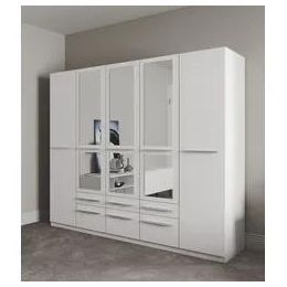 Kleiderschrank Priess "Schrank Garderobe W&auml;scheschrank Barcelona in 5 Breiten", wei&szlig;, B:230cm H:193cm T:54cm, Holzwerkstoff, Schr&auml;nke, Kleiderschrank, viel Stauraum, ger&auml;umige Schubk&auml;sten, mit Spiegel, MADE IN GERMANY