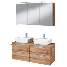 Badm&ouml;bel-Set Welltime "Malibu", braun (eiche), B:120cm, MDF, Kastenm&ouml;bel-Sets, Badm&ouml;bel-Set, Breite 120 cm, mit Soft-Close