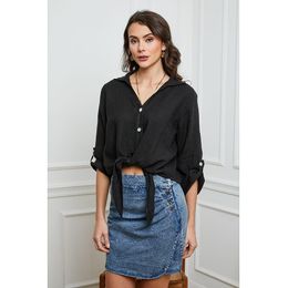 La Compagnie Du Lin Leinen-Bluse "Josue" in Schwarz - 77% | Gr&ouml;&szlig;e L | Damen-blusen