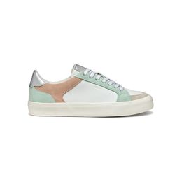 Geox Leder-Sneakers "Emmeleny" in Wei&szlig;/ Gr&uuml;n/ Silber - 46% | Gr&ouml;&szlig;e 36 | Damen-sneakers