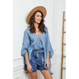 Fleur de Lin Leinen-Bluse in Hellblau - 77% | Gr&ouml;&szlig;e M | Damen-blusen
