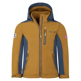 Trollkids Softshelljacke "Balestrand" in Hellbraun/ Blau - 44% | Gr&ouml;&szlig;e 110 | Kinder-outdoor-jacken