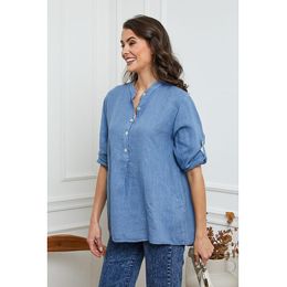 La Compagnie Du Lin Leinen-Bluse "Jimenez" in Blau - 77% | Gr&ouml;&szlig;e S | Damen-blusen