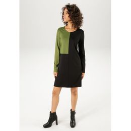 Aniston Kleid in Schwarz/ Gr&uuml;n - 63% | Gr&ouml;&szlig;e 38 | Damen-kleider