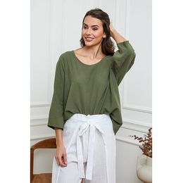 La Compagnie Du Lin Bluse "Fraiche" in Khaki - 75% | Gr&ouml;&szlig;e XL | Damen-blusen