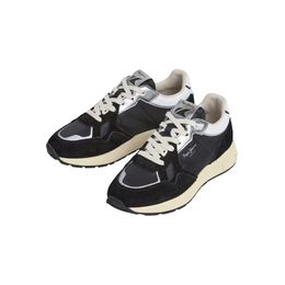Pepe Jeans Footwear Leder-Sneakers "Marlon" in Schwarz/ Silber - 64% | Gr&ouml;&szlig;e 37 | Damen-sneakers