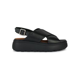 Geox Leder-Keilsandaletten "Spherica EC4" in Schwarz - 53% | Gr&ouml;&szlig;e 37 | Damen-sandalen