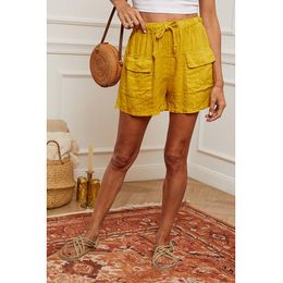 Fleur de Lin Leinen-Shorts "Boristo" in Gelb - 72% | Gr&ouml;&szlig;e M | Shorts
