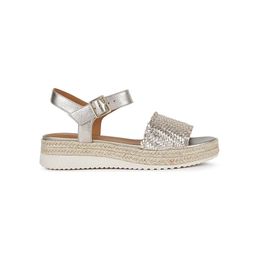 Geox Leder-Keilsandaletten "Eolie" in Silber - 55% | Gr&ouml;&szlig;e 36 | Damen-sandalen