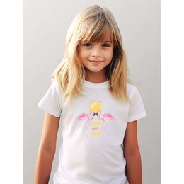 WOOOP Shirt "Flamingo sun and fun" in Wei&szlig; - 64% | Gr&ouml;&szlig;e 152 | Kinder-oberteile