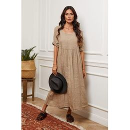 La Compagnie Du Lin Leinen-Kleid in Beige - 74% | Gr&ouml;&szlig;e M | Damen-kleider