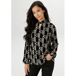 Aniston Bluse in Schwarz/ Creme - 65% | Gr&ouml;&szlig;e 38 | Damen-blusen