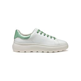 Geox Leder-Sneakers "Spherica EC4" in Wei&szlig;/ Gr&uuml;n - 52% | Gr&ouml;&szlig;e 37 | Damen-sneakers