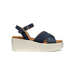 Geox Leder-Keilsandaletten "Xand" in Dunkelblau - 44% | Gr&ouml;&szlig;e 38 | Damen-sandalen