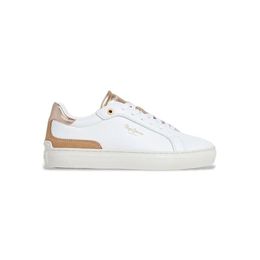 Pepe Jeans Footwear Leder-Sneakers "Camden" in Wei&szlig;/ Gold - 56% | Gr&ouml;&szlig;e 39 | Damen-sneakers