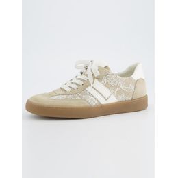 Paul Green Leder-Sneakers in Beige/ Wei&szlig; - 46% | Gr&ouml;&szlig;e 42 | Damen-sneakers