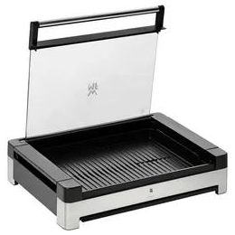 Tischgrill WMF "LONO", silber (edelstahlfarben), B:51,5cm H:11,5cm T:41cm, Kontaktgrill_Standgrill_Tischgrill_Teppanyakigrill, mit Glasdeckel