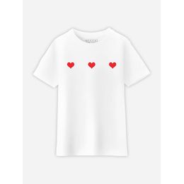 WOOOP Shirt "Trois Petits Coeurs" in Wei&szlig; - 64% | Gr&ouml;&szlig;e 116 | Kinder-oberteile