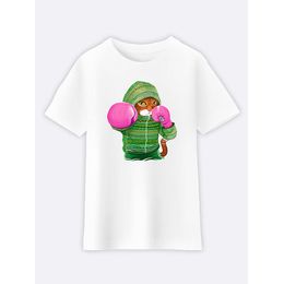 WOOOP Shirt "Boxing Cat" in Wei&szlig; - 64% | Gr&ouml;&szlig;e 104 | Kinder-oberteile