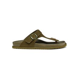 Geox Leder-Zehentrenner "Sandybett" in Khaki - 51% | Gr&ouml;&szlig;e 40 | Damen-sandalen