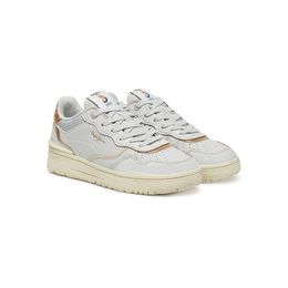 Pepe Jeans Footwear Leder-Sneakers "Chester Distress" in Wei&szlig;/ Gold - 63% | Gr&ouml;&szlig;e 38 | Damen-sneakers