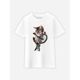 WOOOP Shirt "BMX Cat" in Wei&szlig; - 64% | Gr&ouml;&szlig;e 104 | Kinder-oberteile