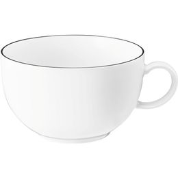 Tasse Seltmann Weiden "Lido Black Line", schwarz-wei&szlig; (wei&szlig;, schwarz), H:6,4cm &Oslash;:10,5cm, Porzellan, Trinkgef&auml;&szlig;e, Tasse, Milchkaffeeobertasse 0,35 l